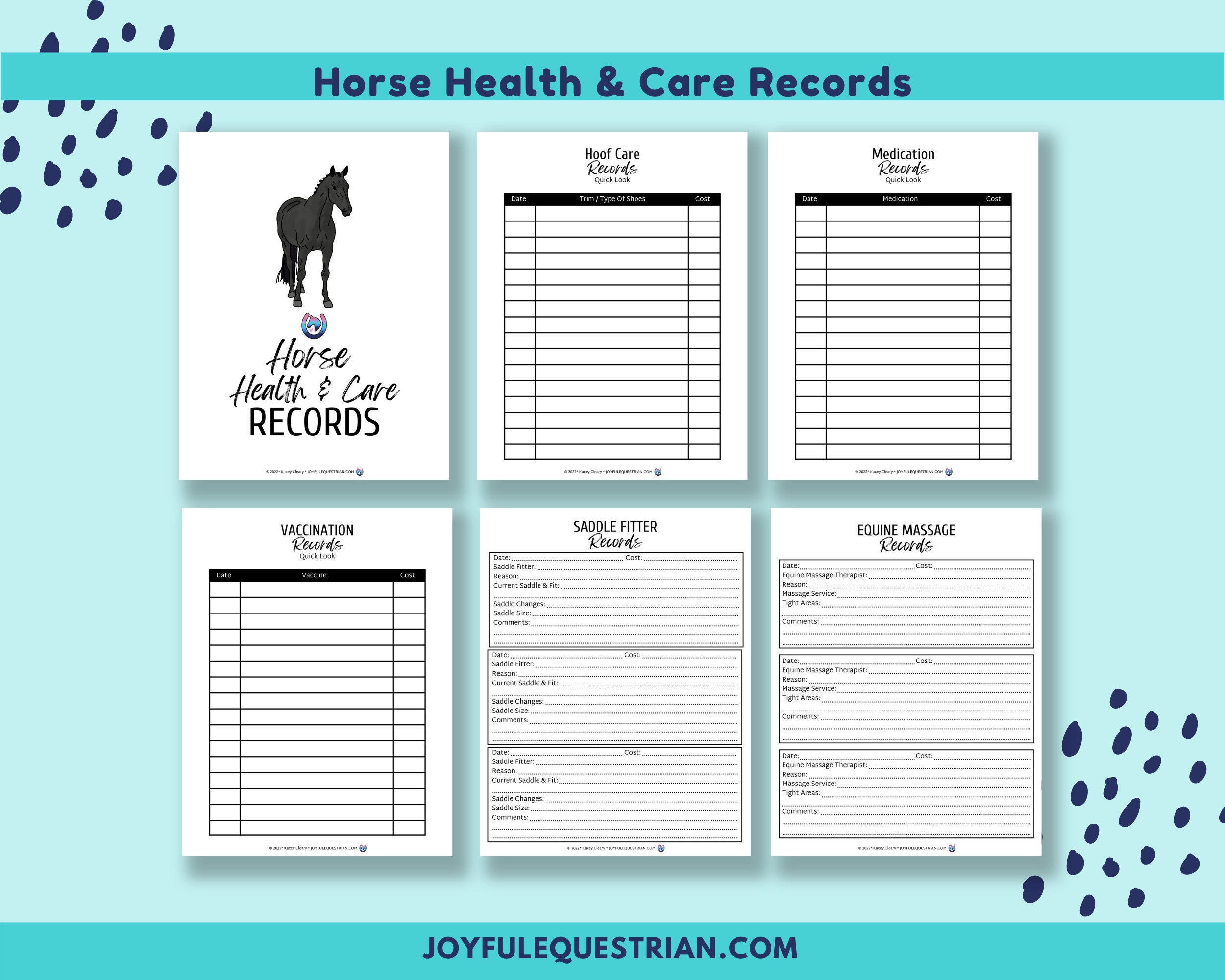 Horse Record Keeping Journal | 70 PDF Pages| Horse Owner Journal ...