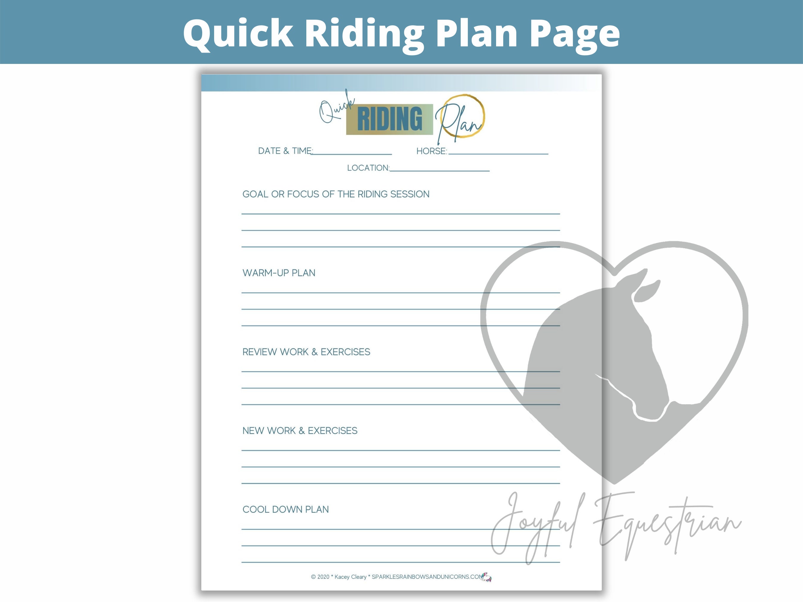 Joyful Equestrian Horse Riding Planning Pages | 9 Page Downloadable PDF ...