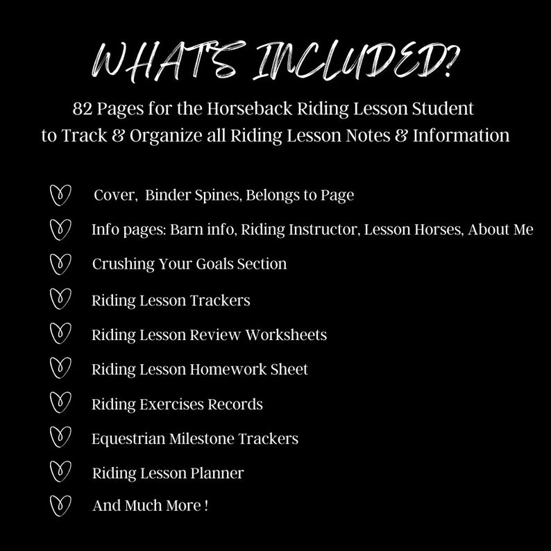 Minimalist Horse Riding Lesson Journal 82 Page PDF Equestrian Printable ...