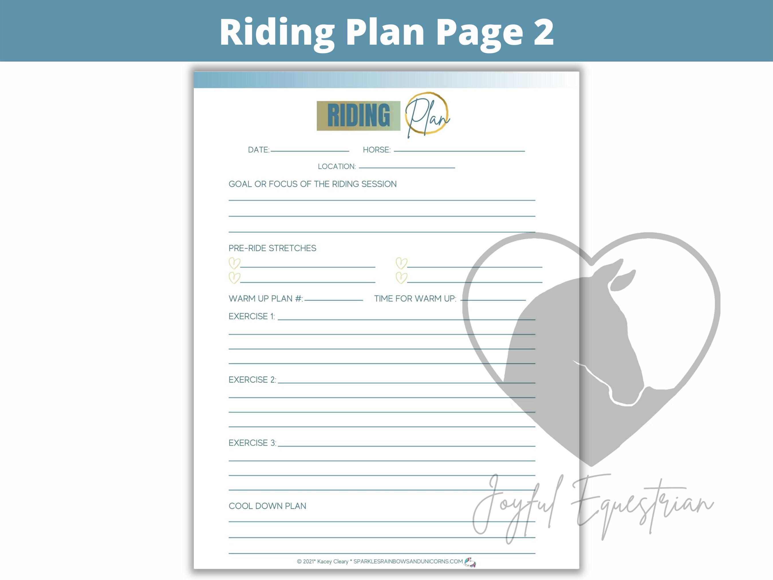 Joyful Equestrian Horse Riding Planning Pages | 9 Page Downloadable PDF ...