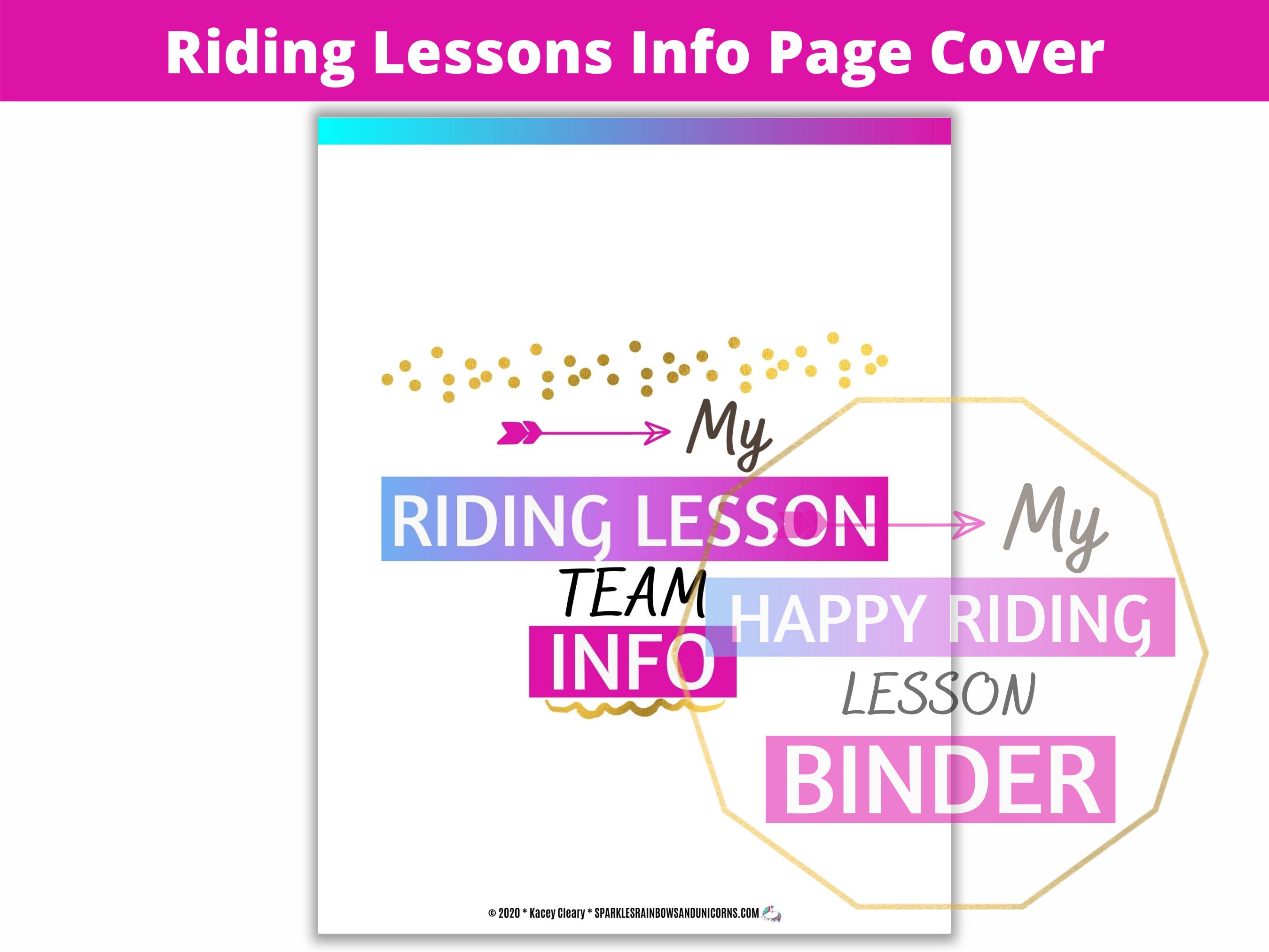 6 Printable Riding Lesson Info Pages | Horseback Riding Lesson Journal ...
