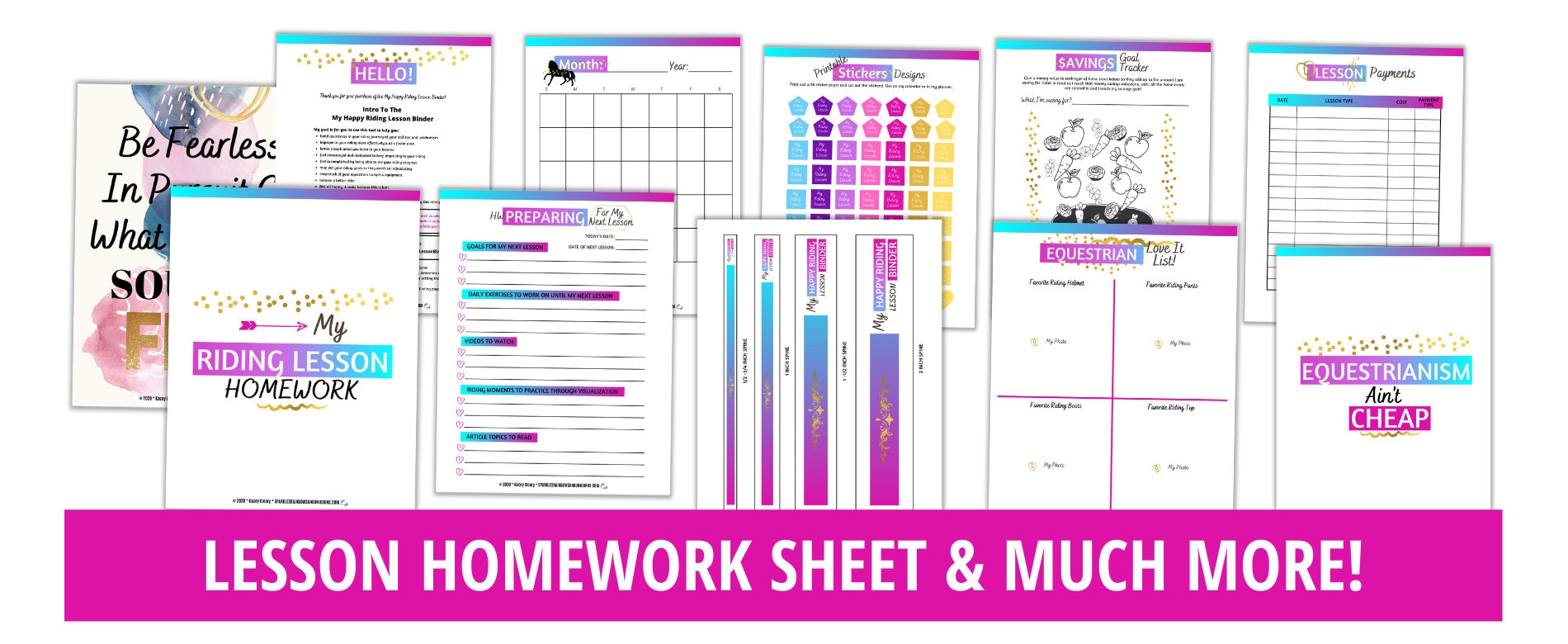 Horse Riding Lesson Journal: Printable Equestrian Binder (PDF) - Etsy