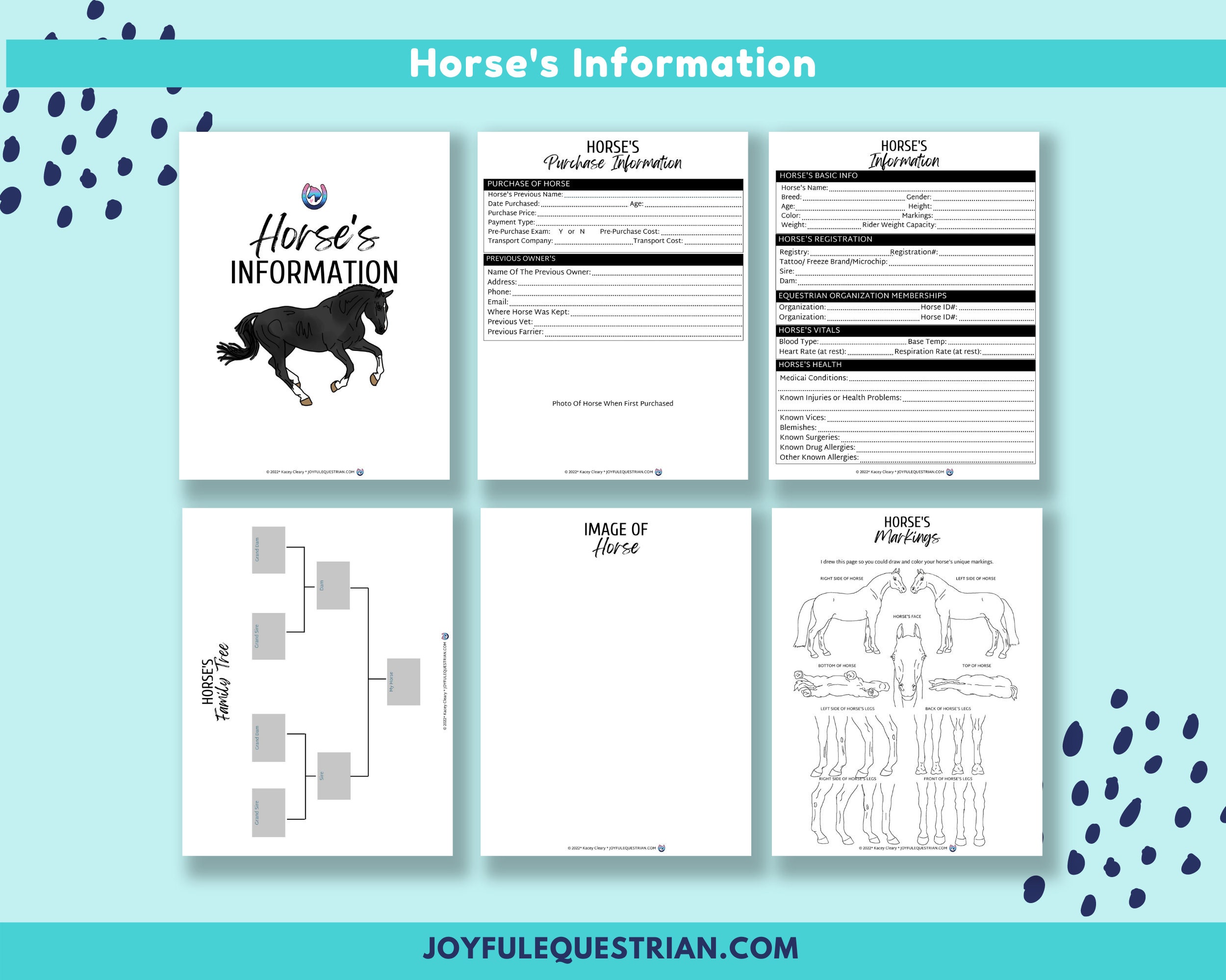 Equine Record Keeping Journal: Horse Care Planner (printable PDF) - Etsy