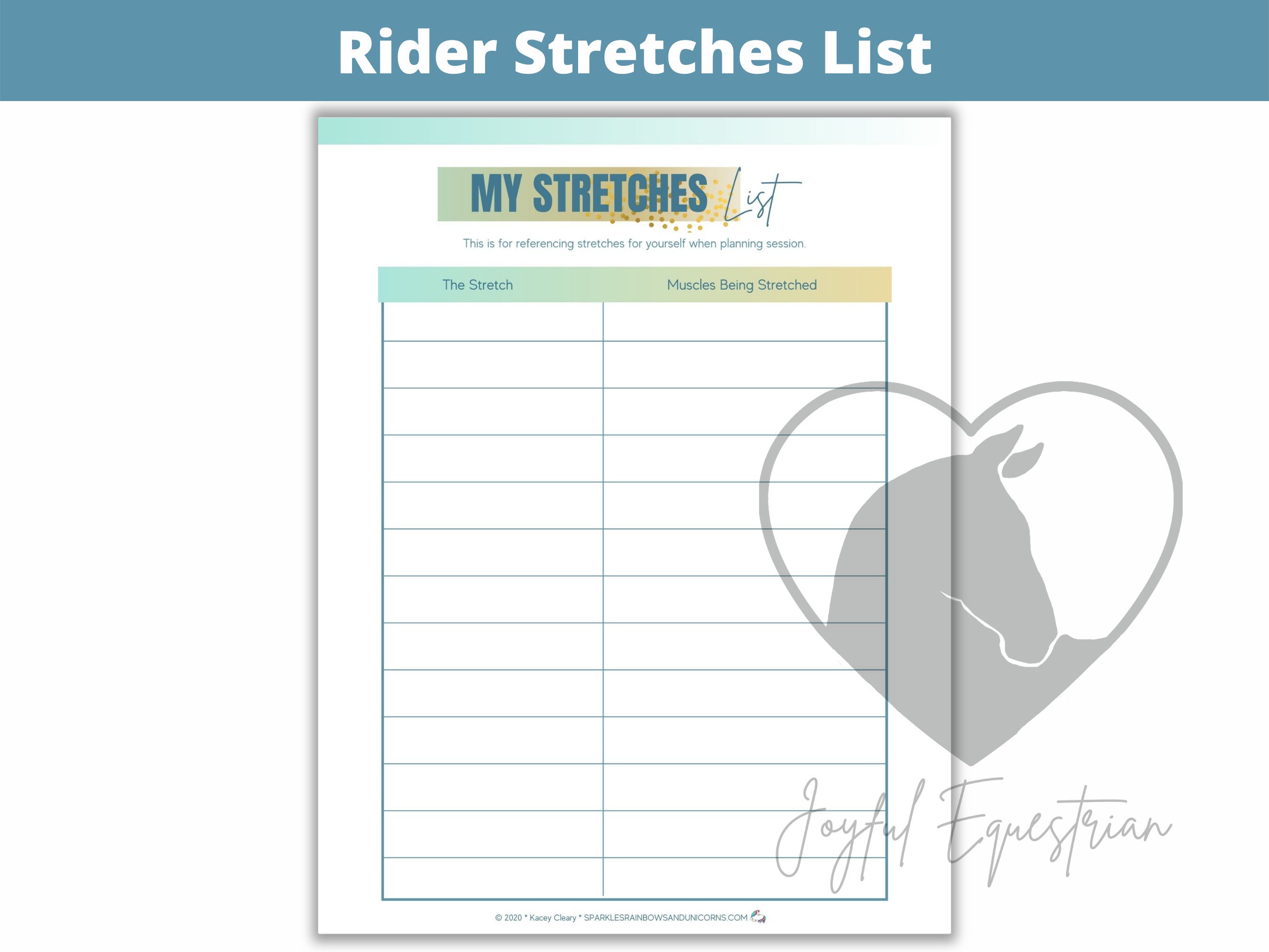 Joyful Equestrian Horse Riding Planning Pages | 9 Page Downloadable PDF ...