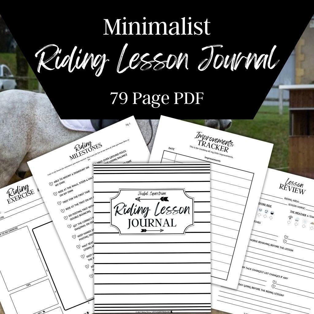 Minimalist Horse Riding Lesson Journal 82 Page PDF Equestrian Printable ...