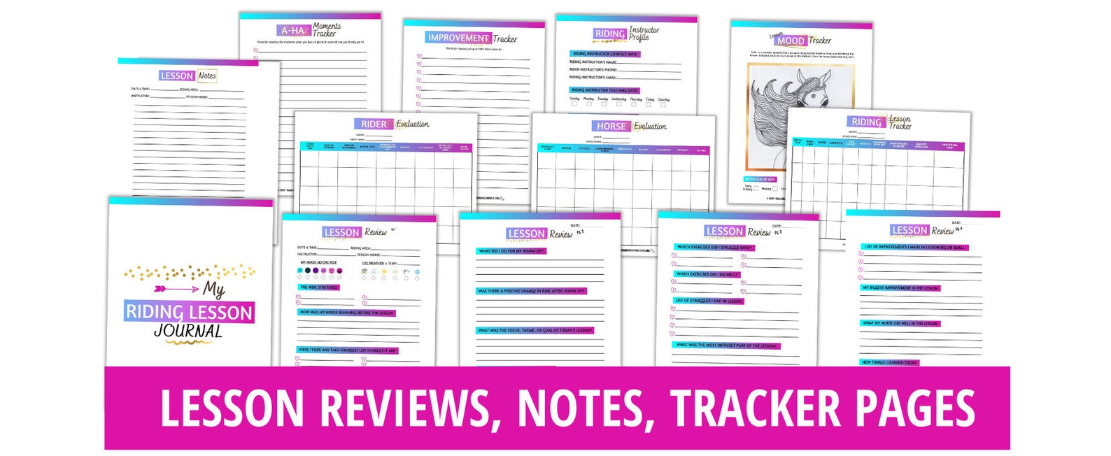 Horse Riding Lesson Journal: Printable Equestrian Binder (PDF) - Etsy