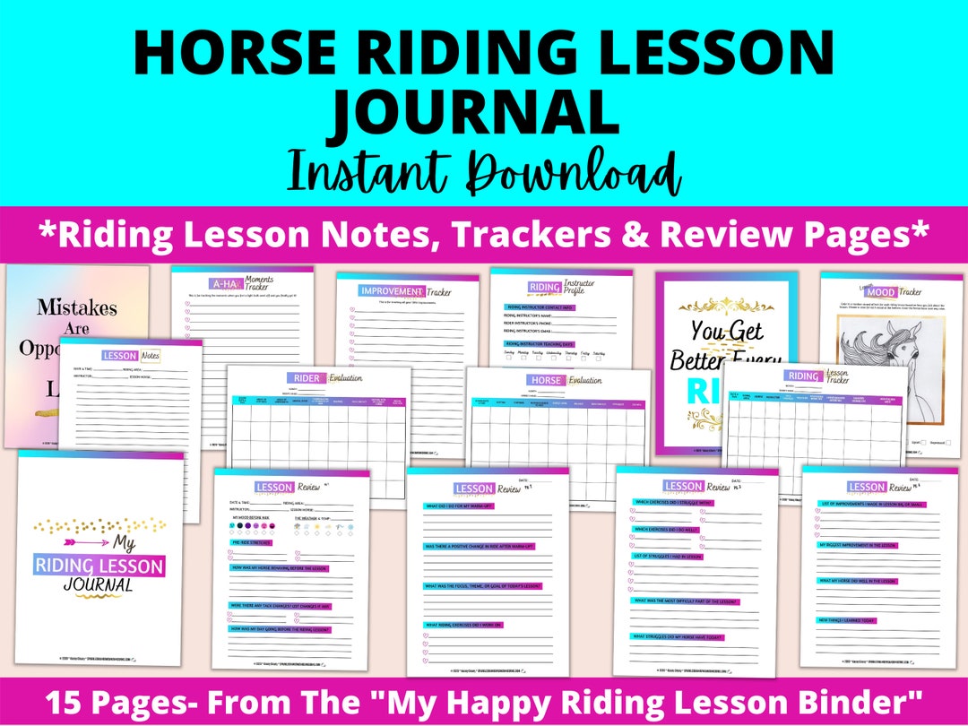 Horse Riding Lesson Journal Pages | 15 Page Downloadable PDF | Part of ...