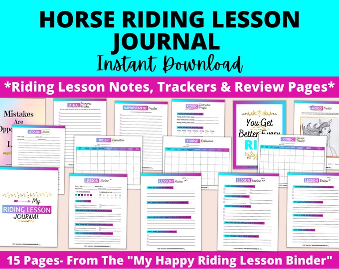 Horse Riding Lesson Journal and Coloring Pages - Printable PDF ...