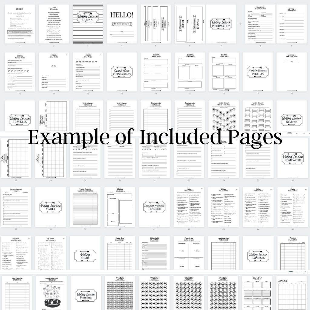 Minimalist Horse Riding Lesson Journal 82 Page PDF Equestrian Printable ...