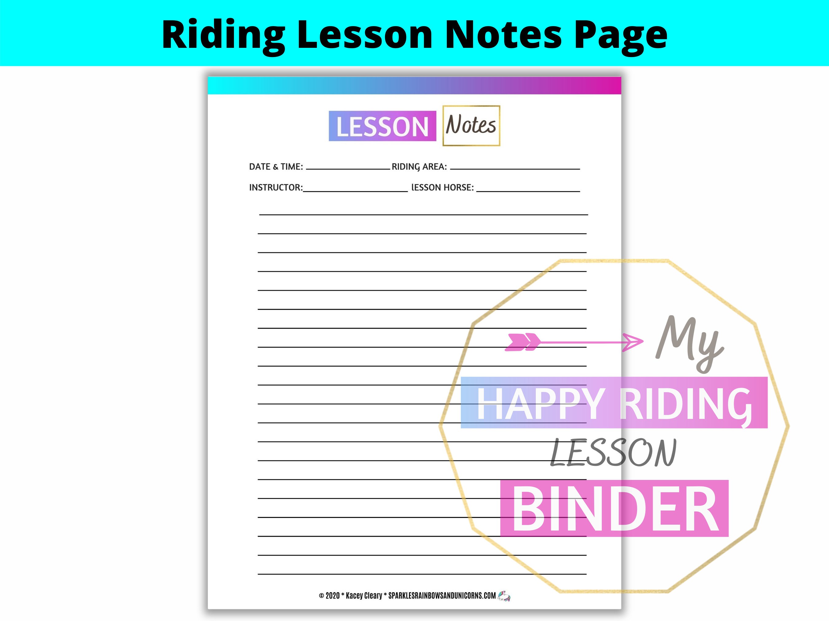 Horse Riding Lesson Journal Pages | 15 Page Downloadable PDF | Part of ...
