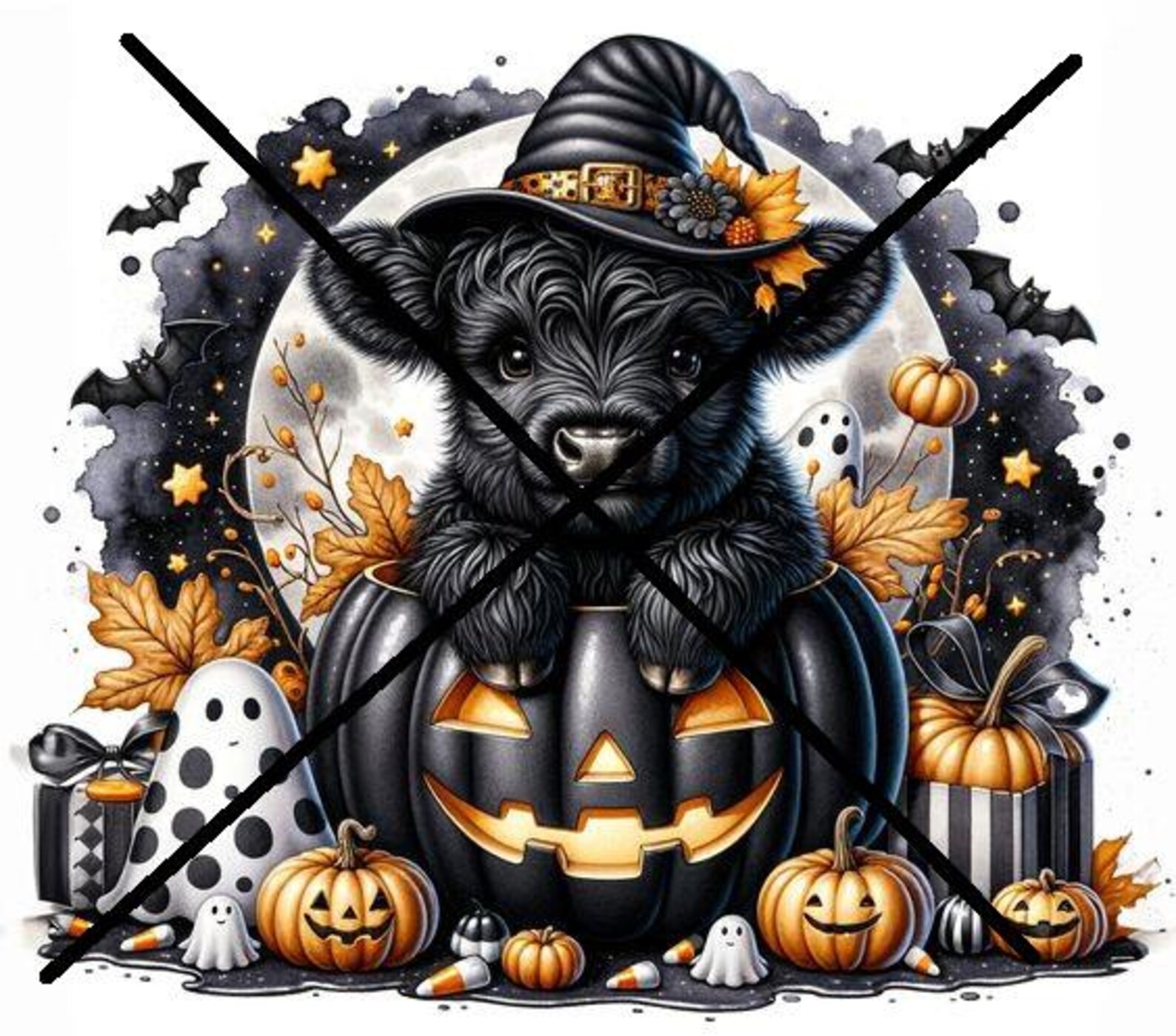 Black Cow Jack-o-lantern Halloween Design PNG - Etsy