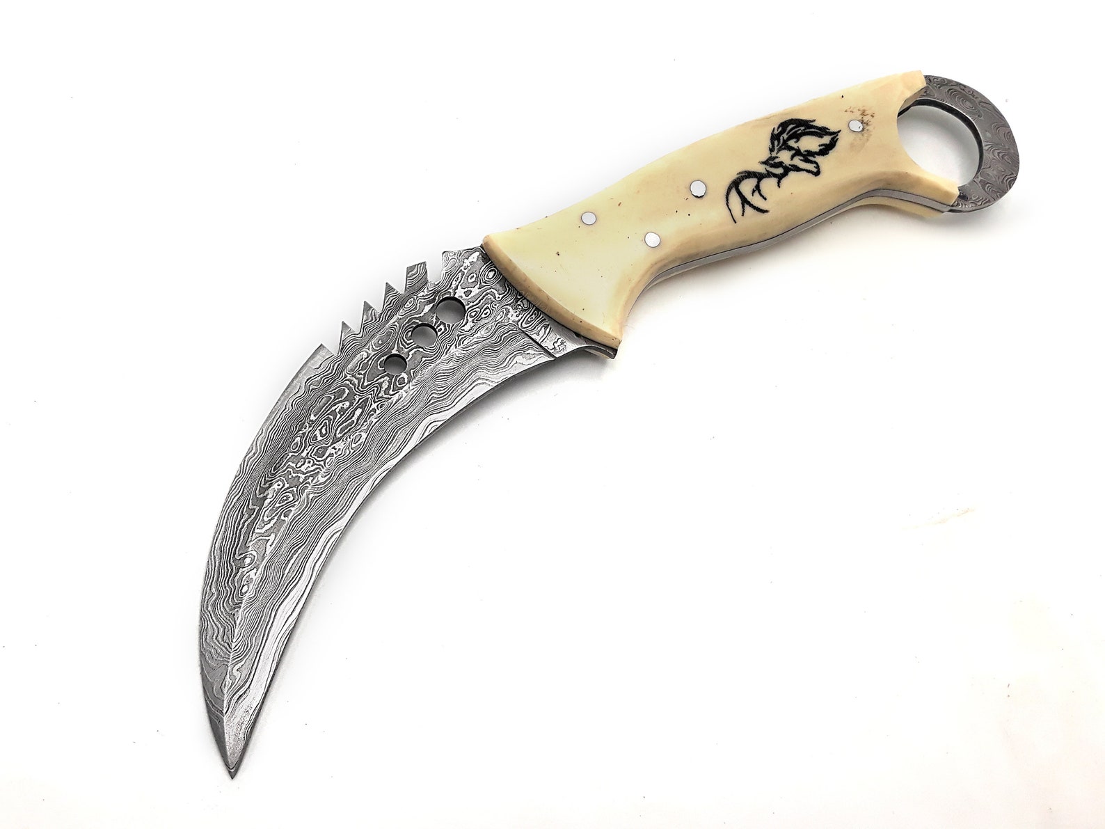 Karambit Fixed Blade Tactical Knife Tattoo Engraved Hand Forged ...