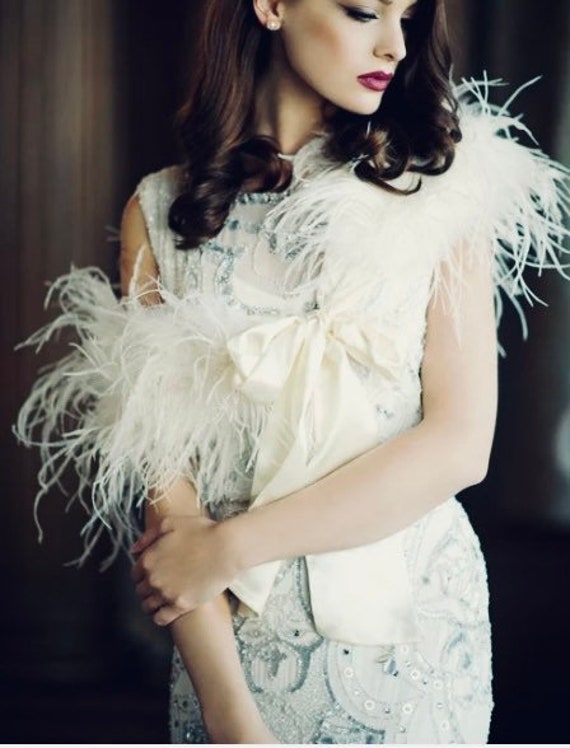 Ivory Ostrich Feather Stole/wrap - Etsy