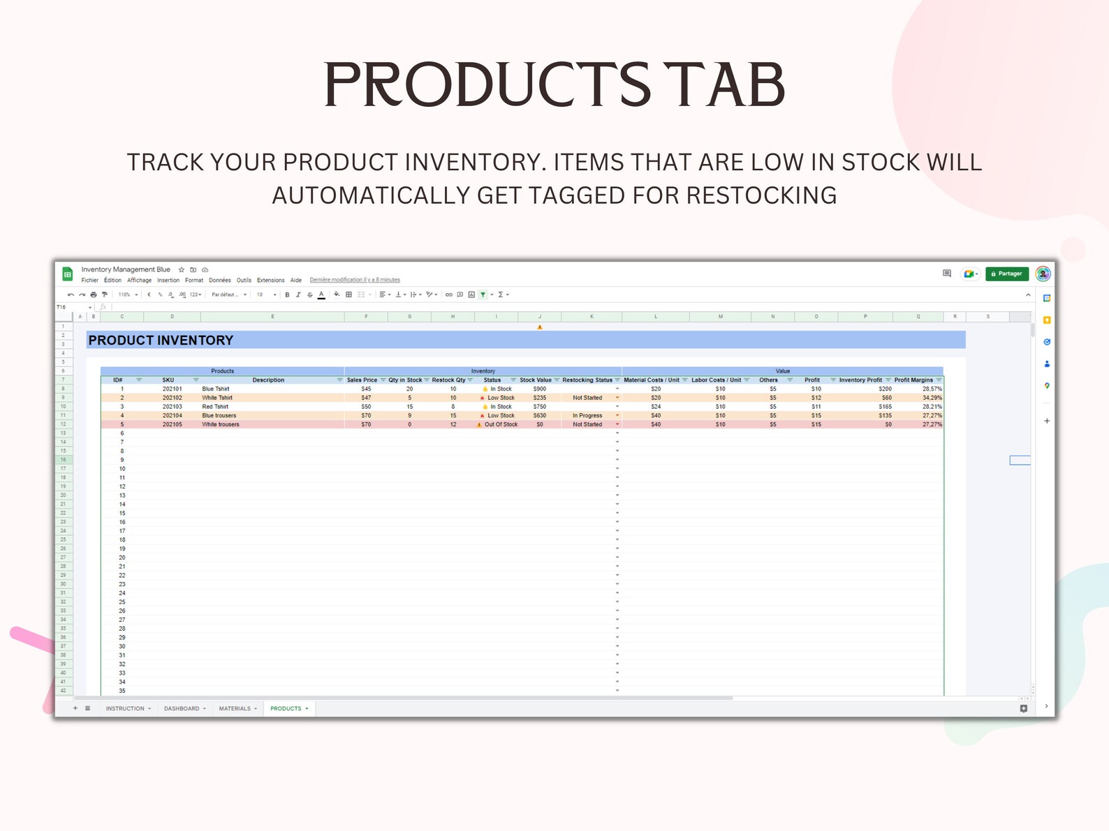 Inventory Management Sheet | Inventory Tracker Small Business | Stock ...