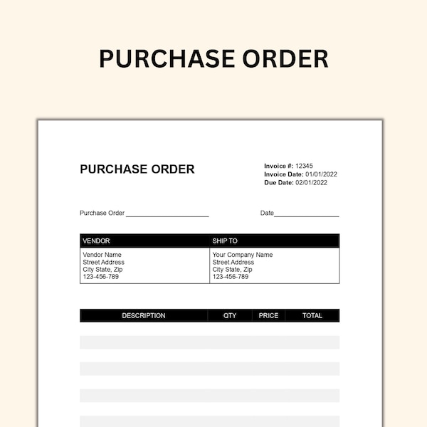 Word Purchase Order Template - Etsy