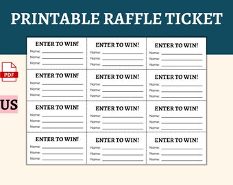 Printable Raffle Ticket, Enter to Win Printable Ticket, Fundraiser ...