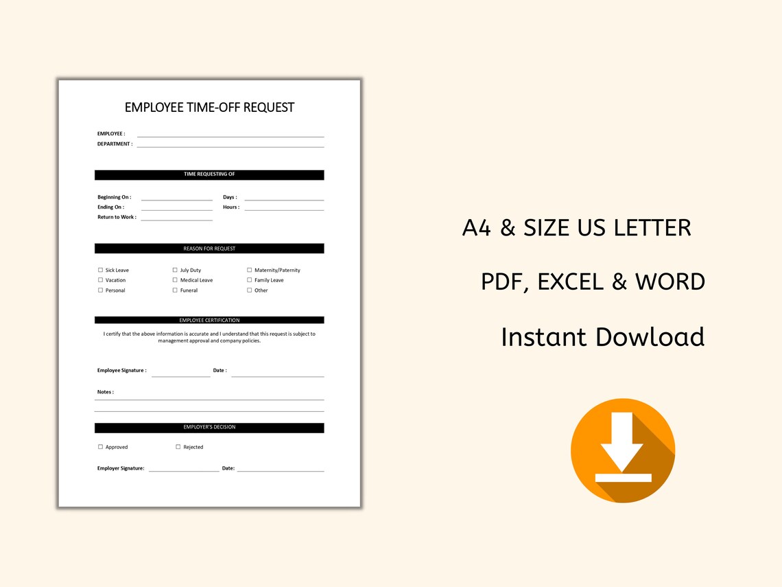 Employee Time-off Request Template PTO Request Google Sheet - Etsy