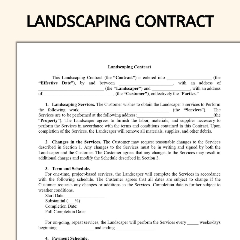 Landscaping Contract - Etsy