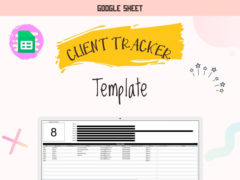 Client Tracker Spreadsheet, Client Pipeline, Small Business Spreadsheet ...