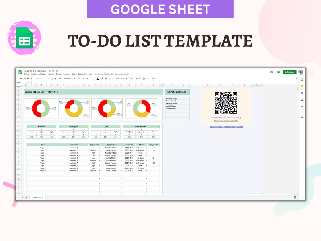 To-do List Google Sheet Template | To-do List Tracker | Editable Sheet ...