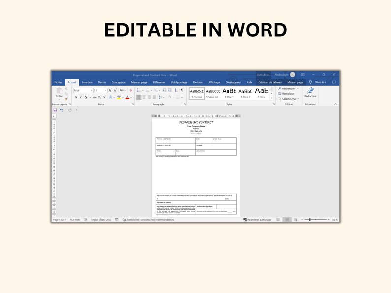 Proposal and Contract Template Word PDF Google Doc - Etsy