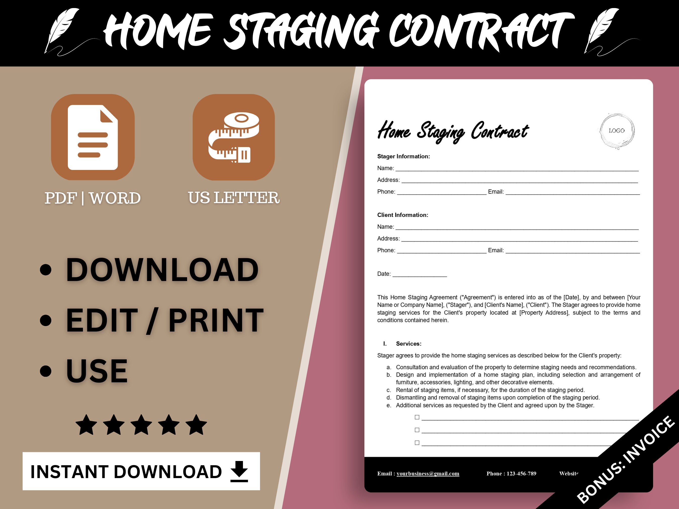 Home Staging Contract Template Word PDF Property Staging Contract ...