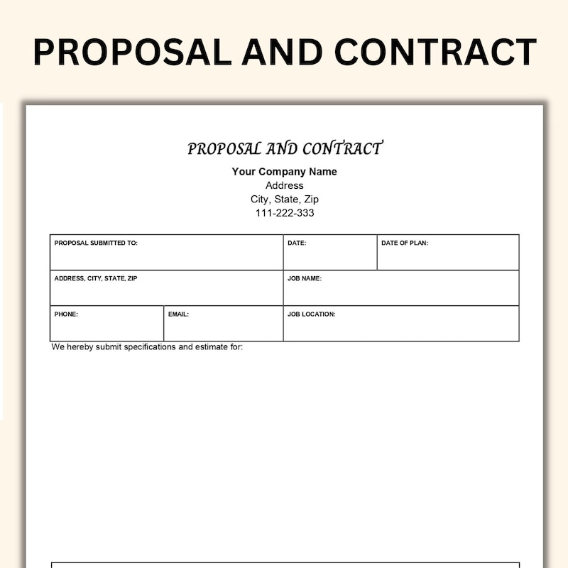 Construction Bid Template - Etsy