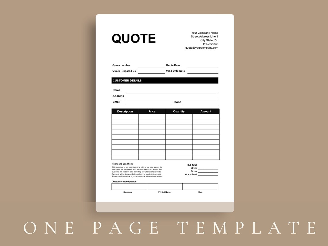 Fully Editable Quote Template PDF, Google Docs, Microsoft Word, Quote ...