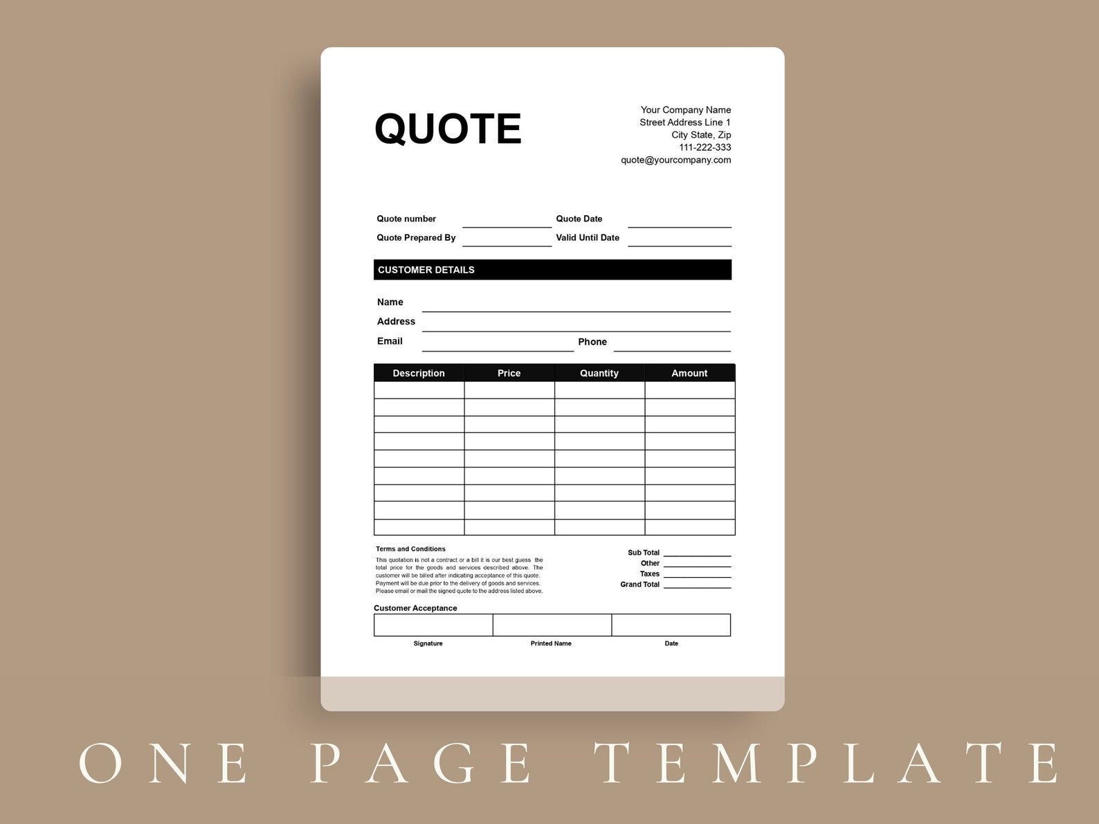 Fully Editable Quote Template PDF, Google Docs, Microsoft Word, Quote ...