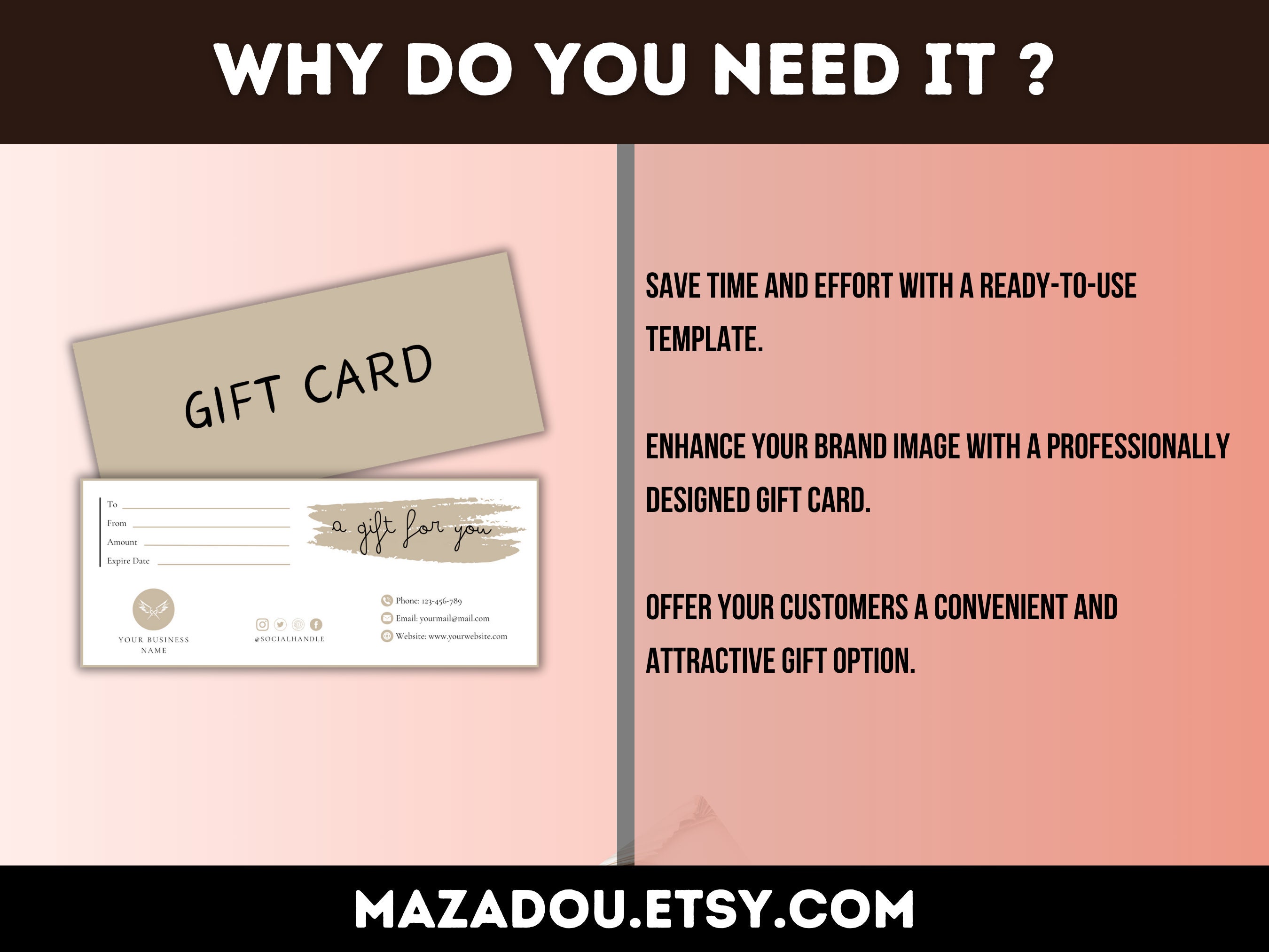 Customizable Gift Card Template CANVA Editable Instant - Etsy