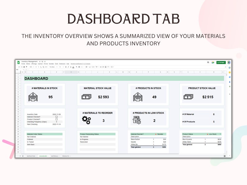 Inventory Management Sheet | Inventory Tracker Small Business | Stock ...