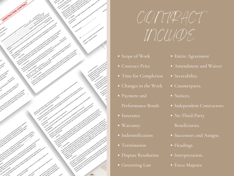 Construction Contract - Construction Template - Handyman, Contract ...