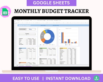 Monthly Budget Spreadsheet, Google Sheets, Digital Budget Planner ...