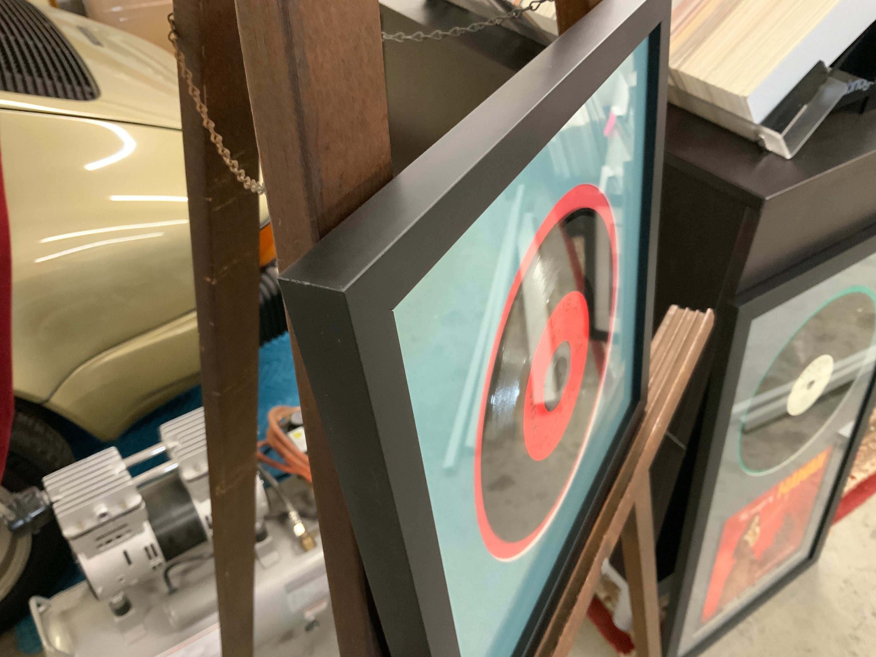 Black 7 45 Record Frame Round Mat, 12 X 12 Square, Contemporary Wood ...