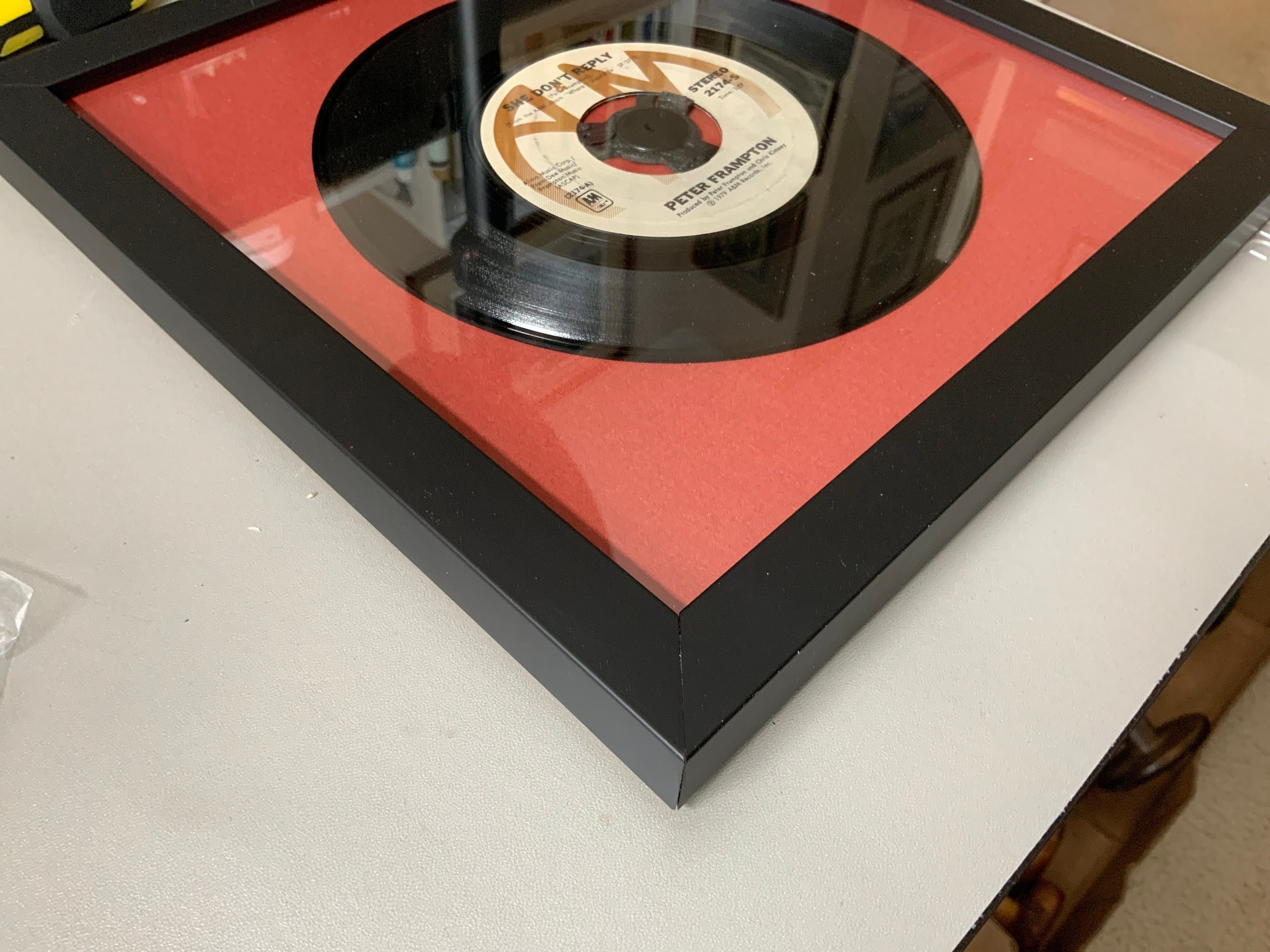 Black 7” 45 Record Frame, 10” X 10” Square, Contemporary Wood, Made-to ...