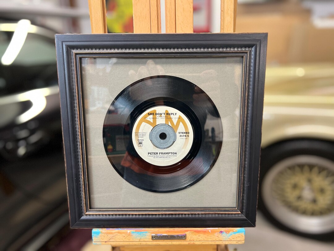 Antique Black Dimple 7” 45 Record Frame, 11” X 11” Square, Wood, Made ...