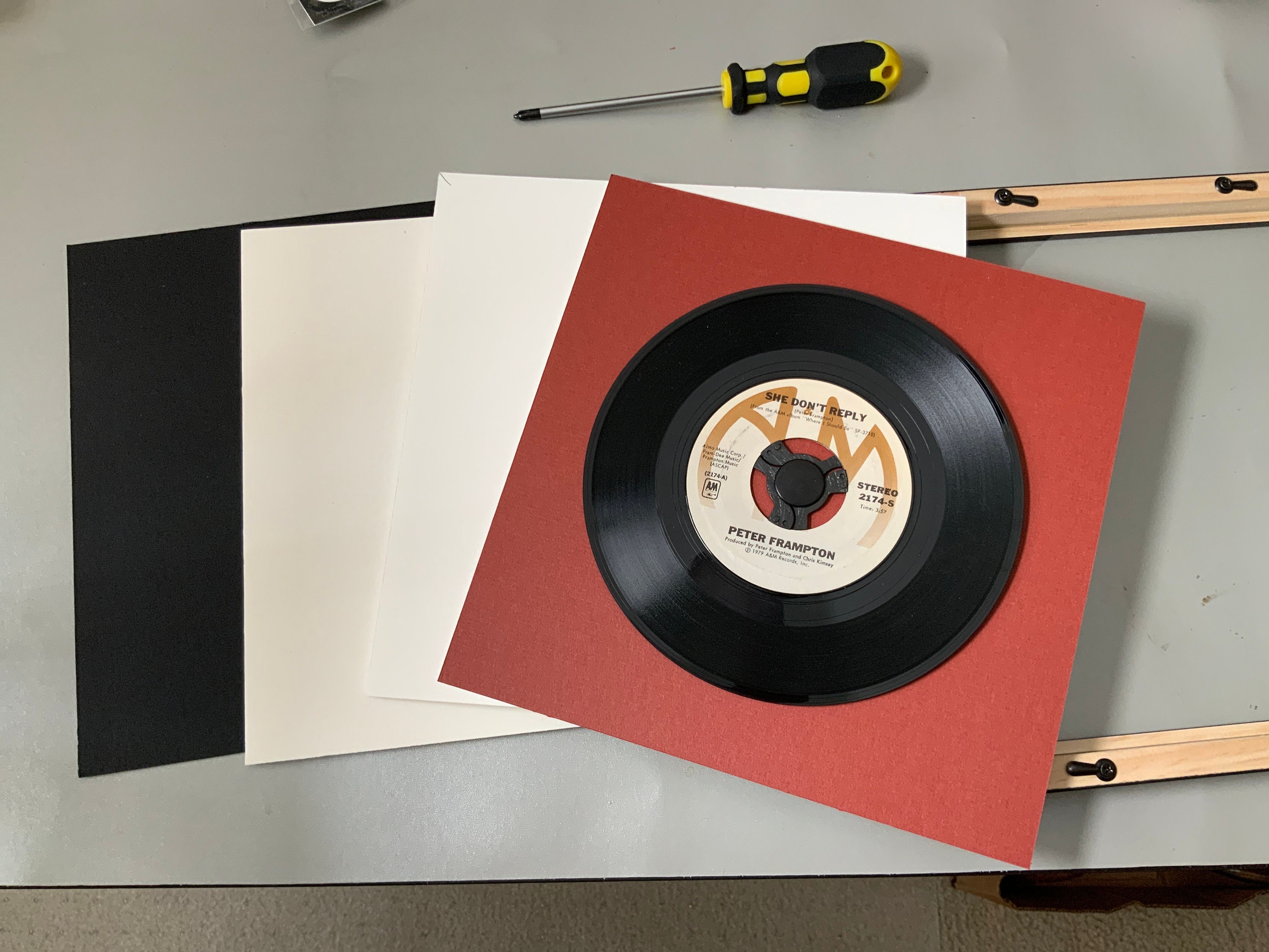 Black 7” 45 Record Frame, 10” X 10” Square, Contemporary Wood, Made-to ...