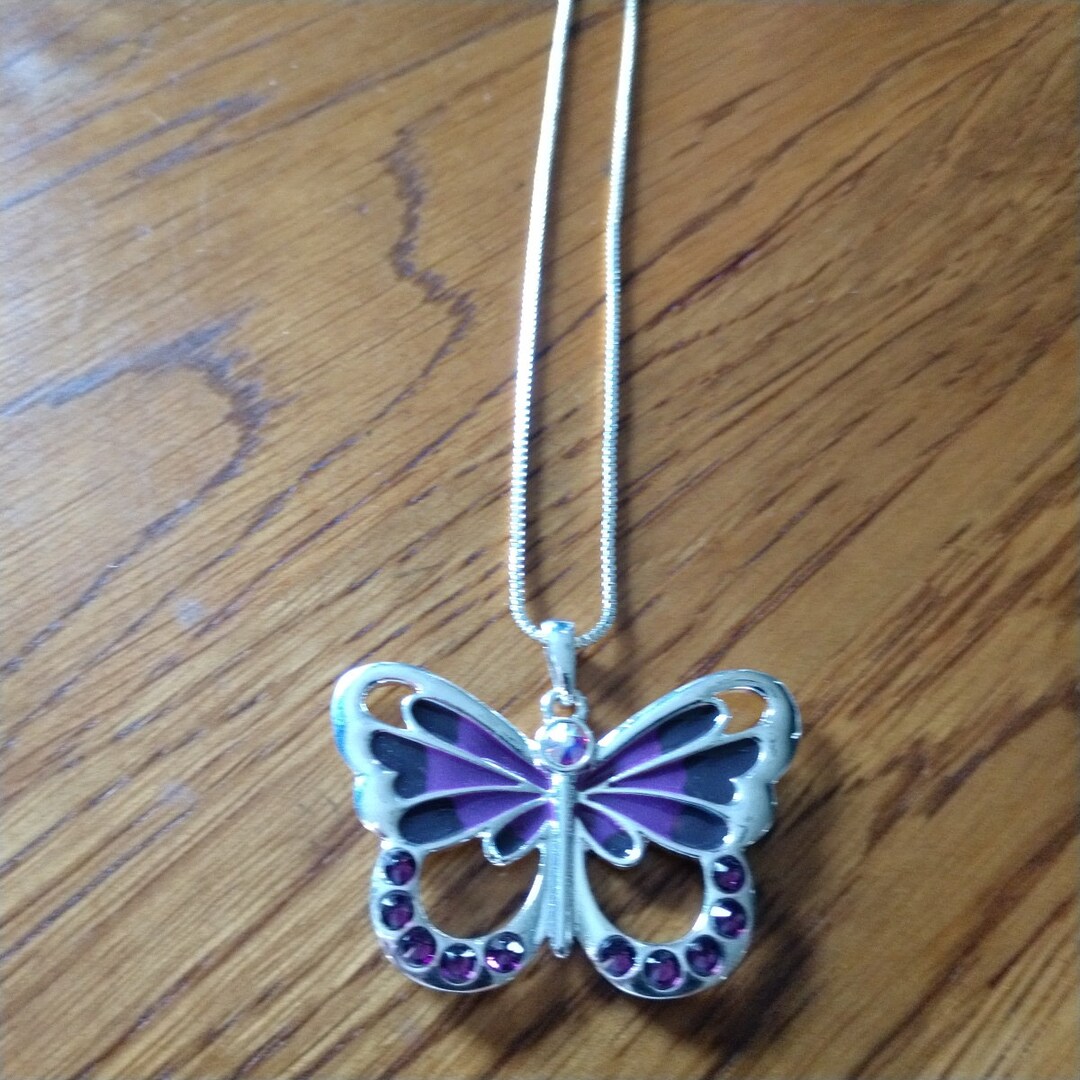 Swarovski Crystal Purple Butterfly Necklace New - Etsy