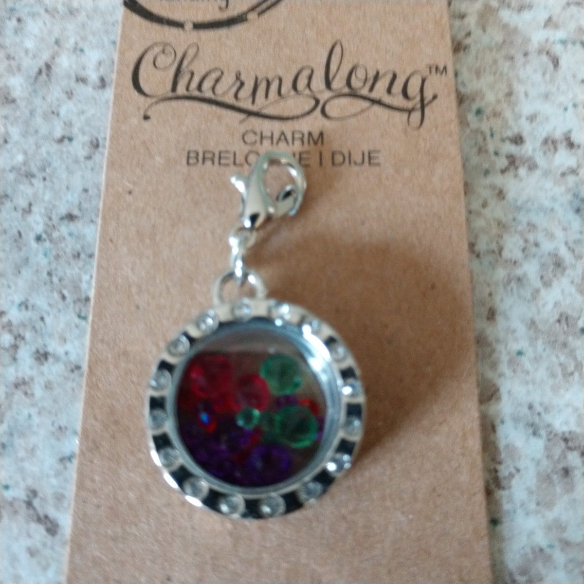 Shadow Box Charm With Colored Crystals and Lobster Claw Clasp New - Etsy