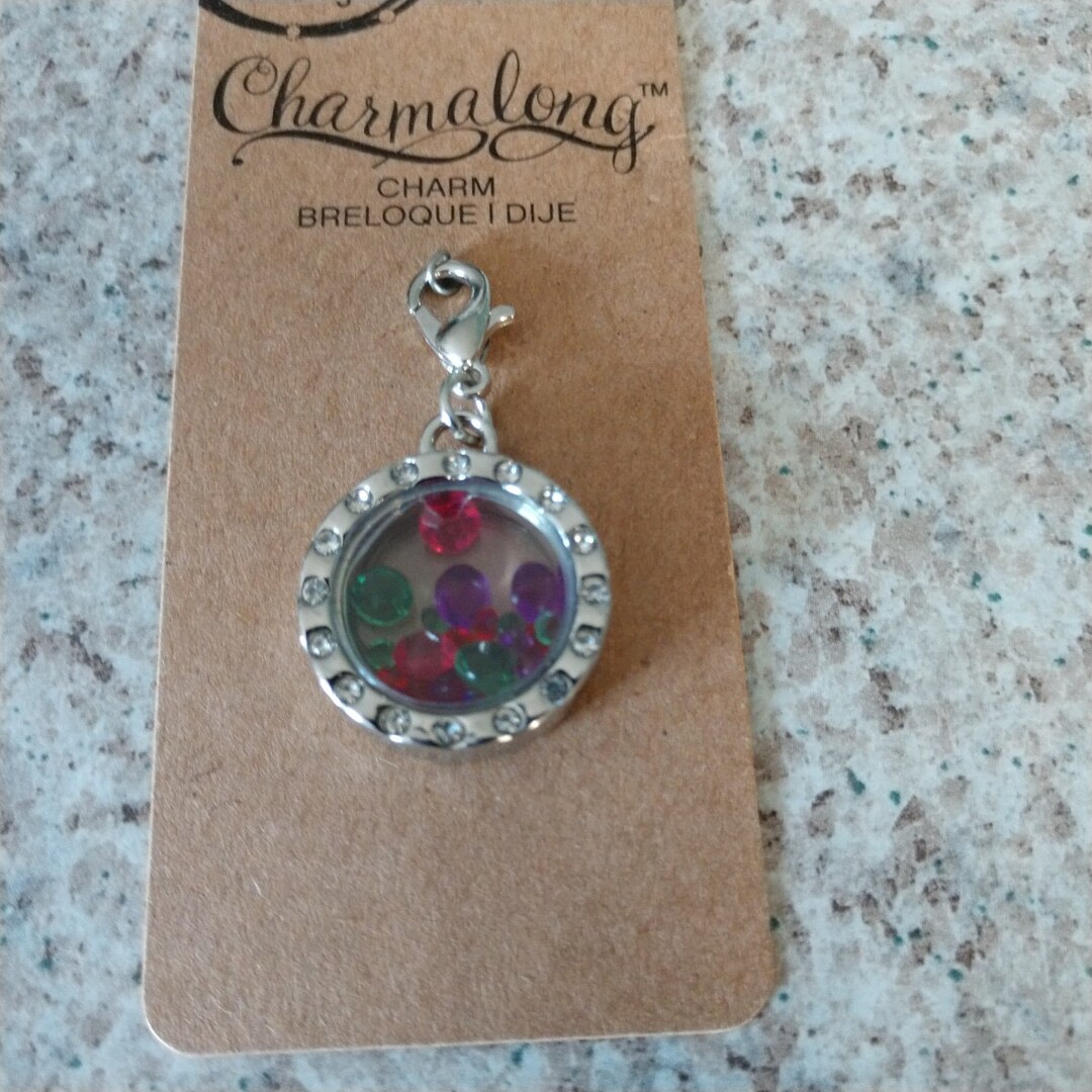 Shadow Box Charm With Colored Crystals and Lobster Claw Clasp New - Etsy