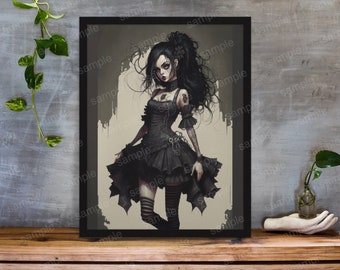 Goth Girl Style Digital Art: High Resolution 300 DPI Jpg Digital ...