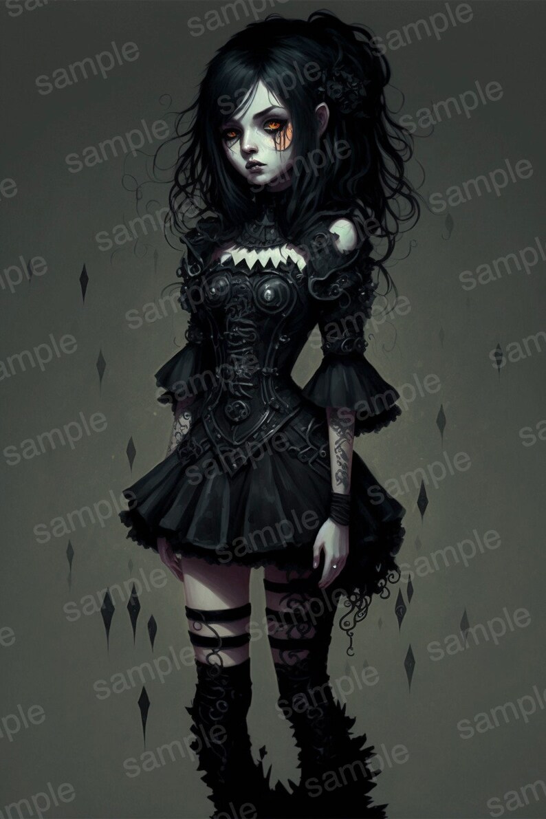 Goth Girl Style Digital Art: High Resolution 300 DPI Jpg Digital ...
