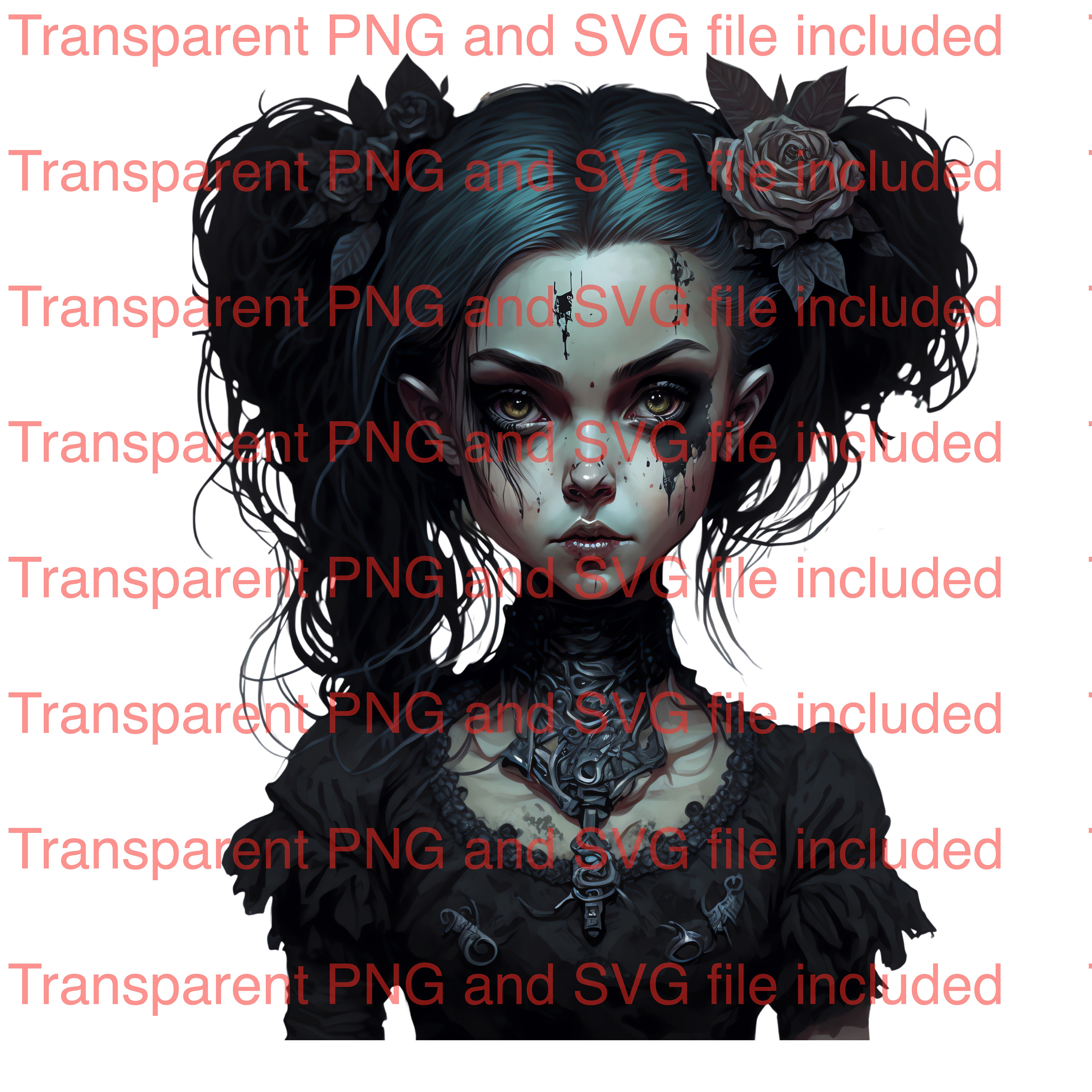 Goth Girl Style Digital Art: High Resolution 300 DPI Jpg Digital ...