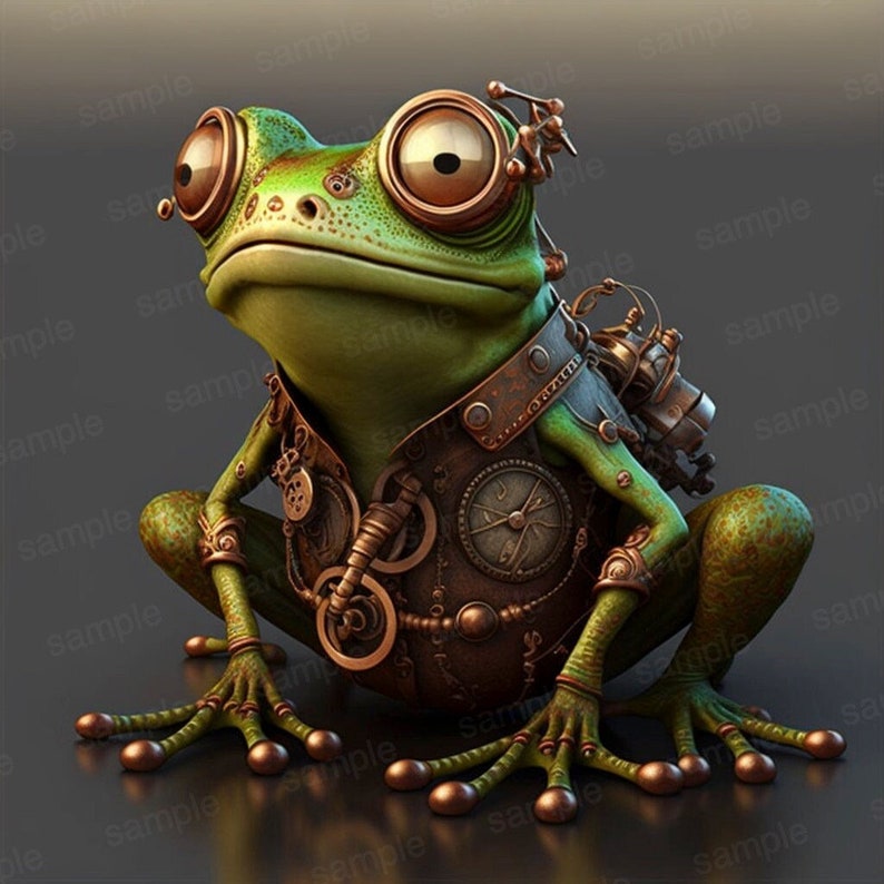 Frog Steampunk Style Digital Art High Resolution Svg Pdf - Etsy