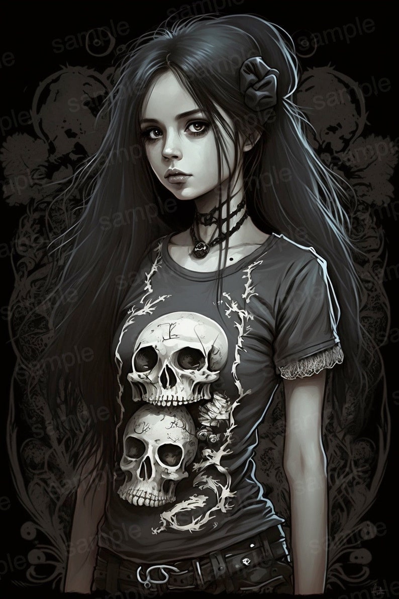 Goth Girl Style Digital Art High V11 Resolution Png Jpg Pdf - Etsy