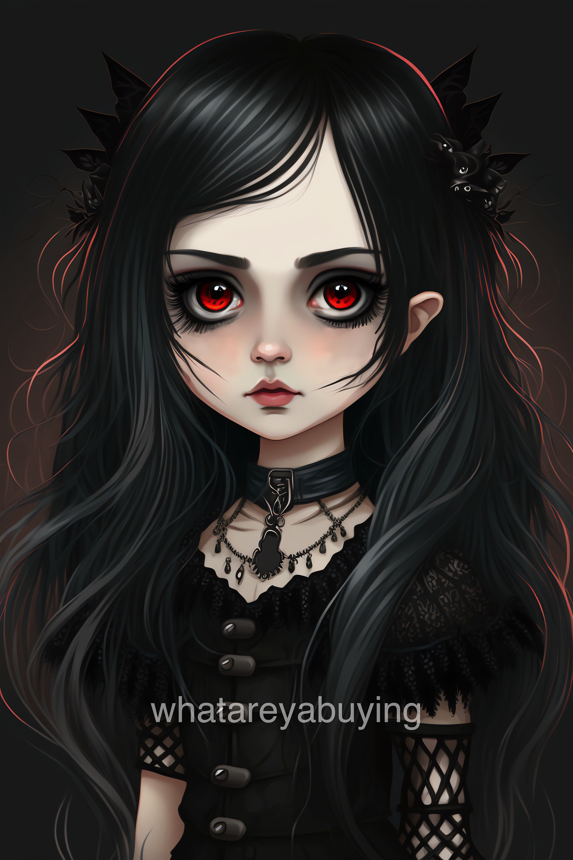 Goth Girl Style Digital Ai Art High Resolution 300 DPI Jpg Digital ...
