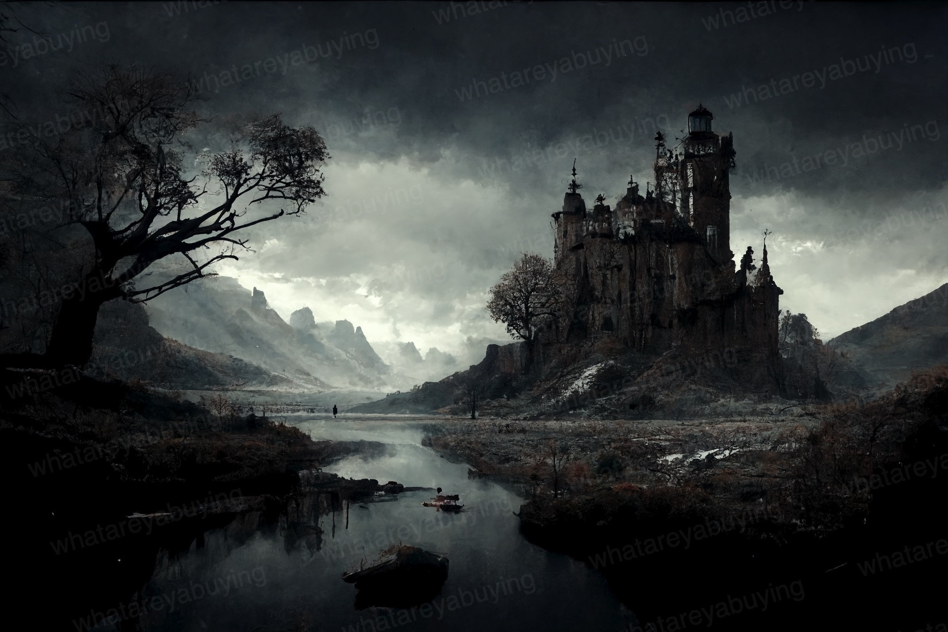 Gothic Castle Landscape Digital Art Print High Resolution Jpeg, Pdf ...