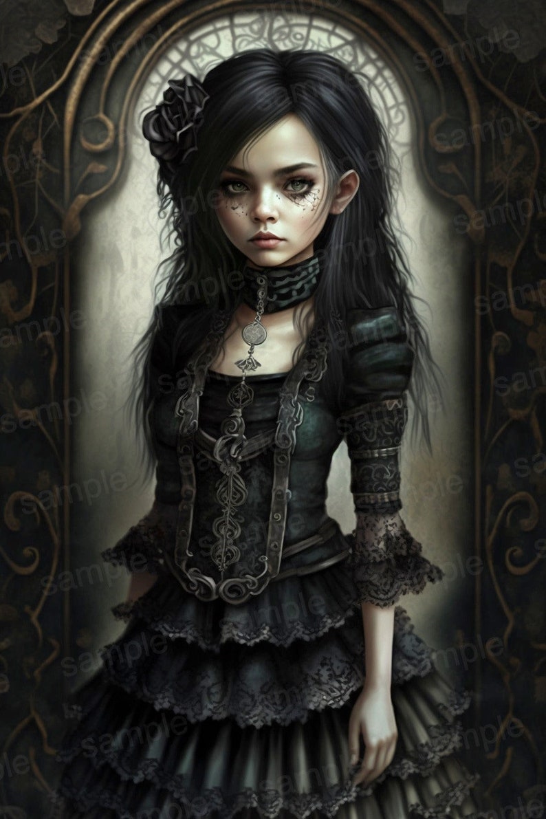 Goth Girl Digital Art V10 High Resolution Svg, Pdf, Png, Eps, Dxf, Jpg ...
