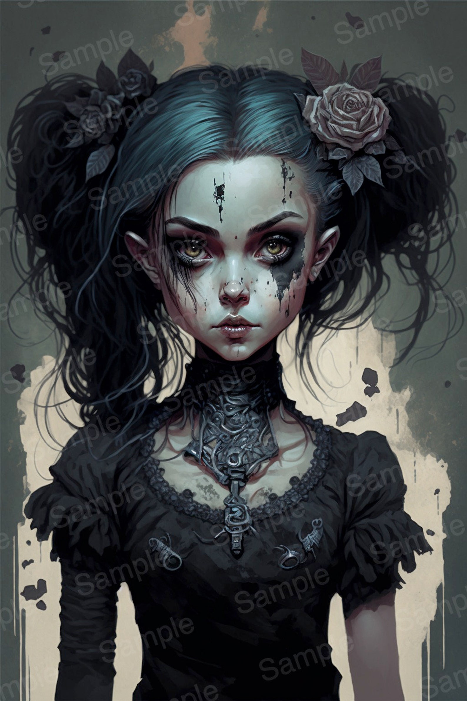 Goth Girl Style Digital Art: High Resolution 300 DPI Jpg Digital ...