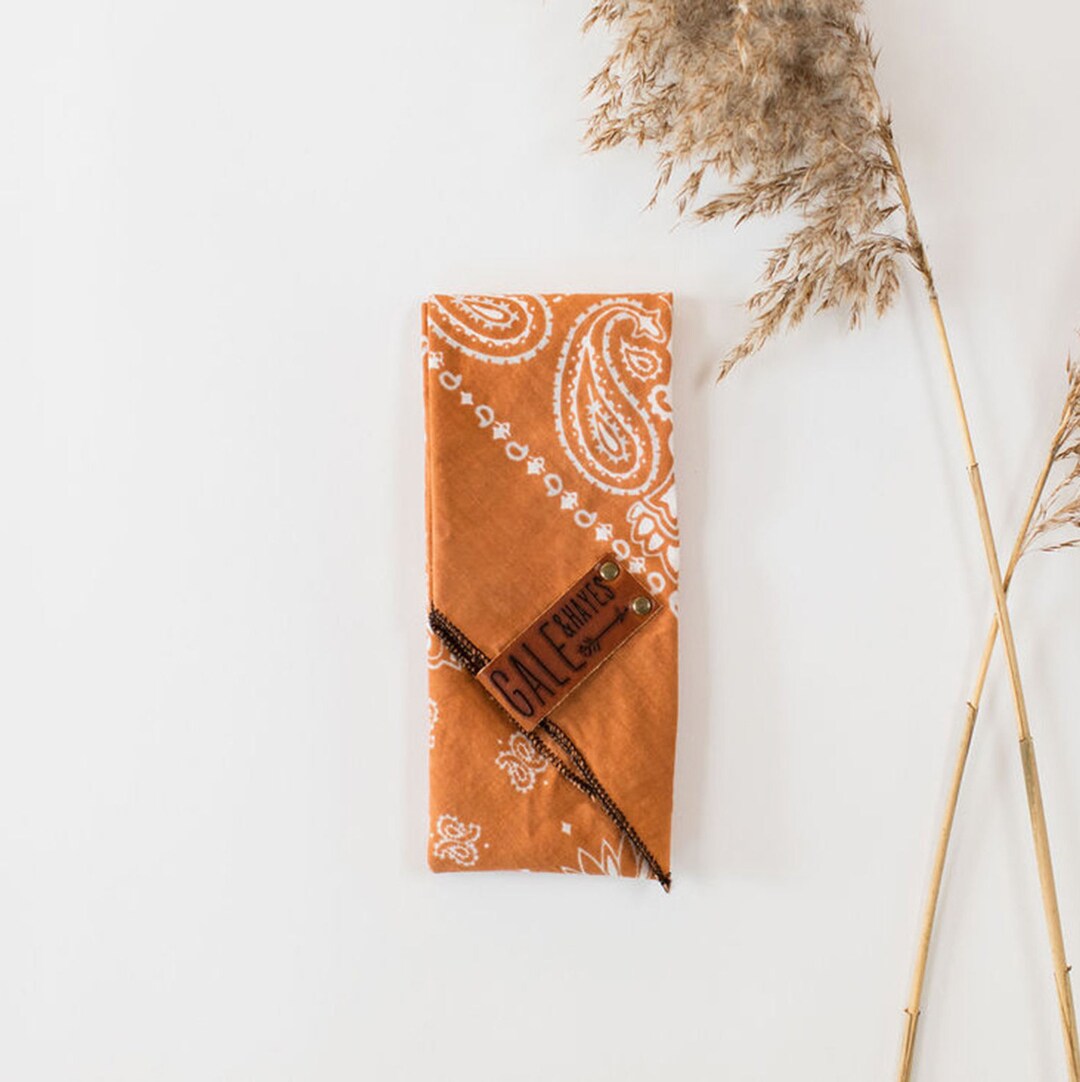 Bandana With Leather Loop (customizable) Burnt Orange - Etsy